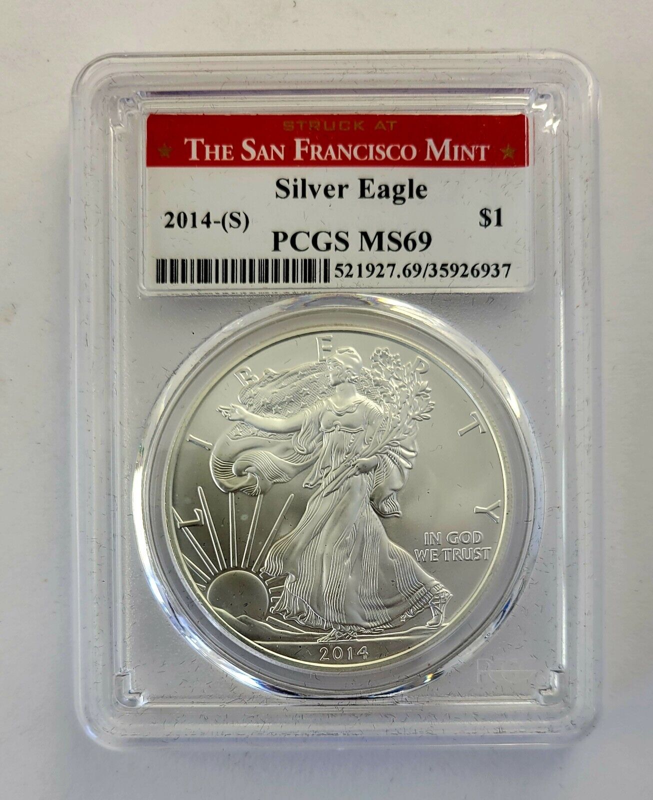 2014 (S) American Silver Eagle - PCGS MS69 Struck at San Francisco Red – Precious Metals & Gems