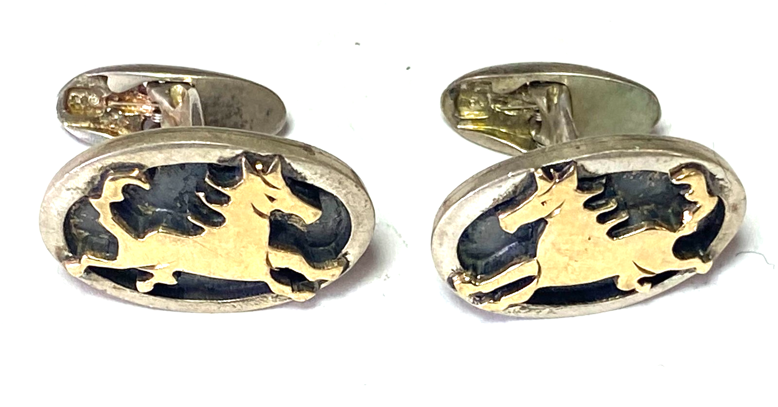 Sterling Silver James Reid Santa Fe 14k Gold Horse Cufflinks 25mm x 20 ...