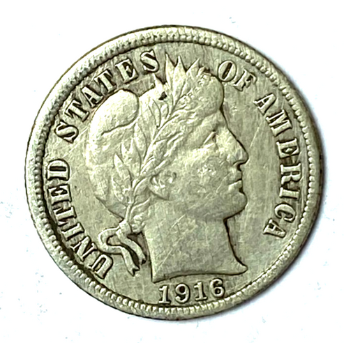 1916 10c Barber Silver Ten Cents Dime US Philadelphia – Precious Metals ...