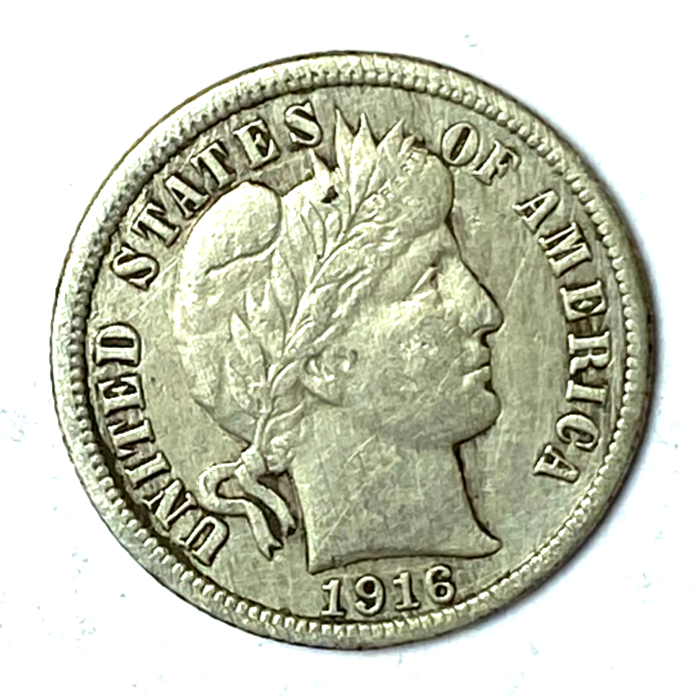 1916 10c Barber Silver Ten Cents Dime US Philadelphia – Precious Metals ...
