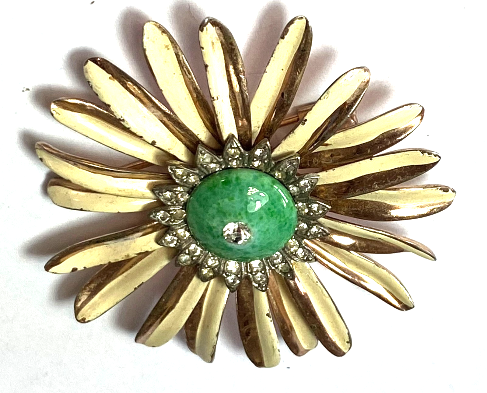 Sterling Rose Tone Nettie Rosenstein Scarf Fur Clip 58mm Rhinestone Fl ...