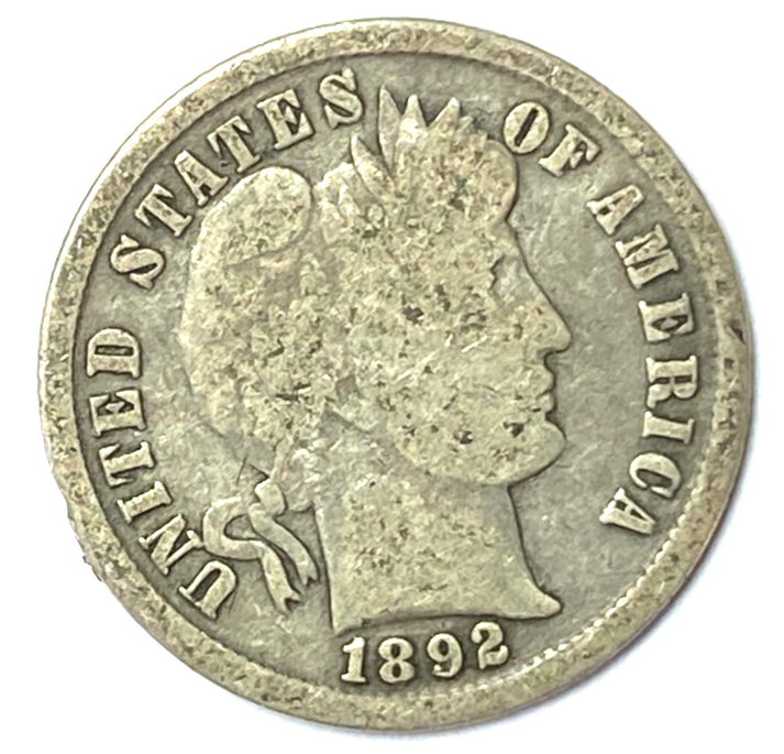 1892 10c Barber Silver Ten Cents Dime US Philadelphia – Precious Metals ...