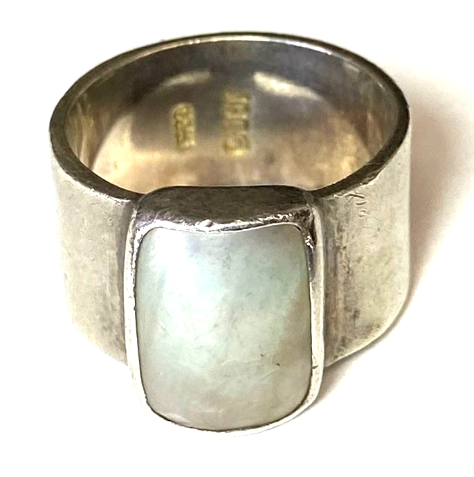 Sterling Silver Janice Girardi Rectangle MOP Ring 15mm Band Size 9 ...