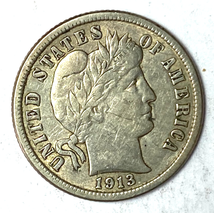 1913 10c Barber Silver Ten Cents Dime US Philadelphia – Precious Metals ...