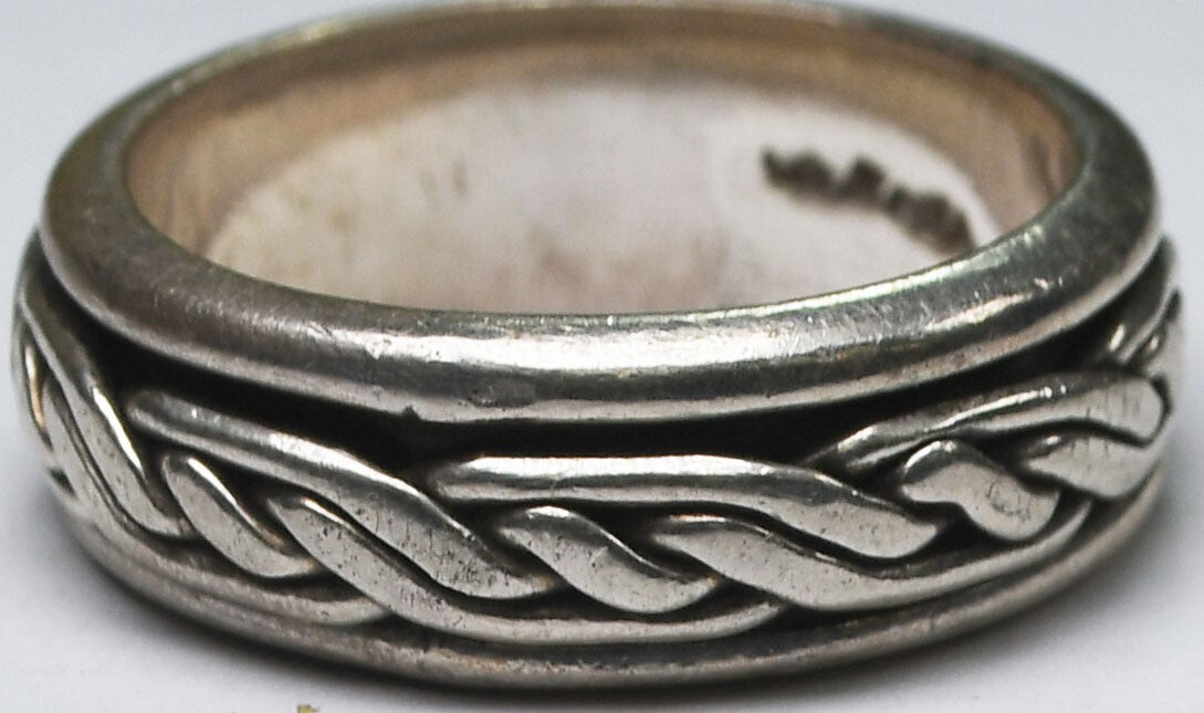 Sterling Silver Mexico Rope Spinner Band Ring 7mm Size 9-1/4 – Precious Metals & Gems