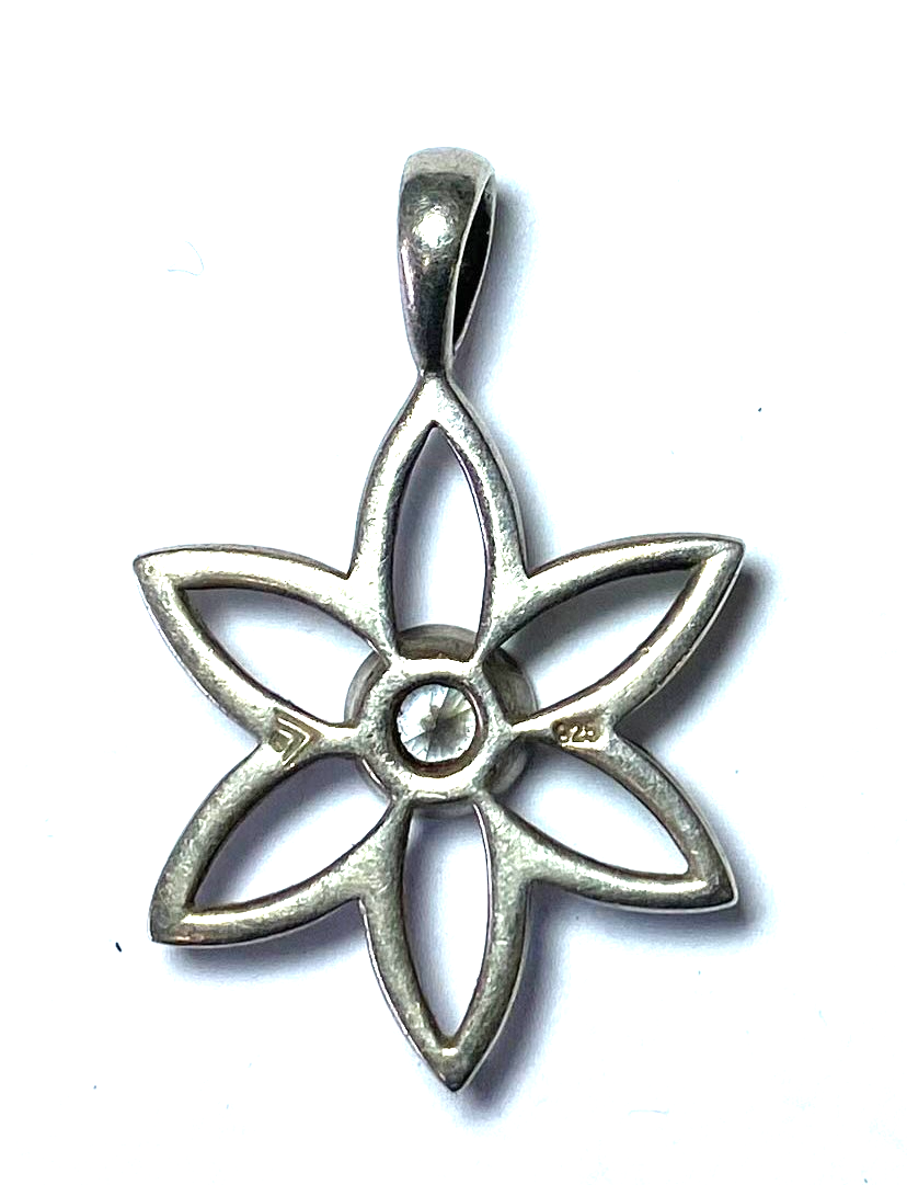 Sterling Silver Silpada S1195 CZ Flower Pinwheel Wire Pendant 47mm x 2 ...
