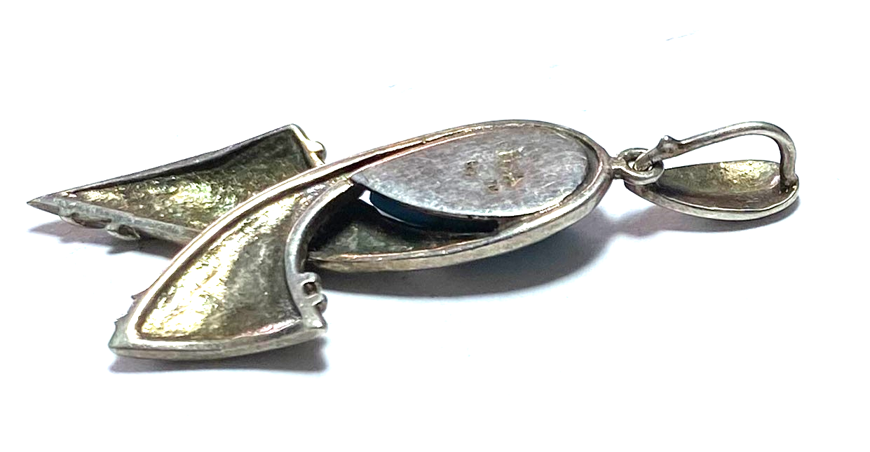 Sterling Silver Dyed Turquoise Howlite Teardrop Over Lapping Pendant 4 ...