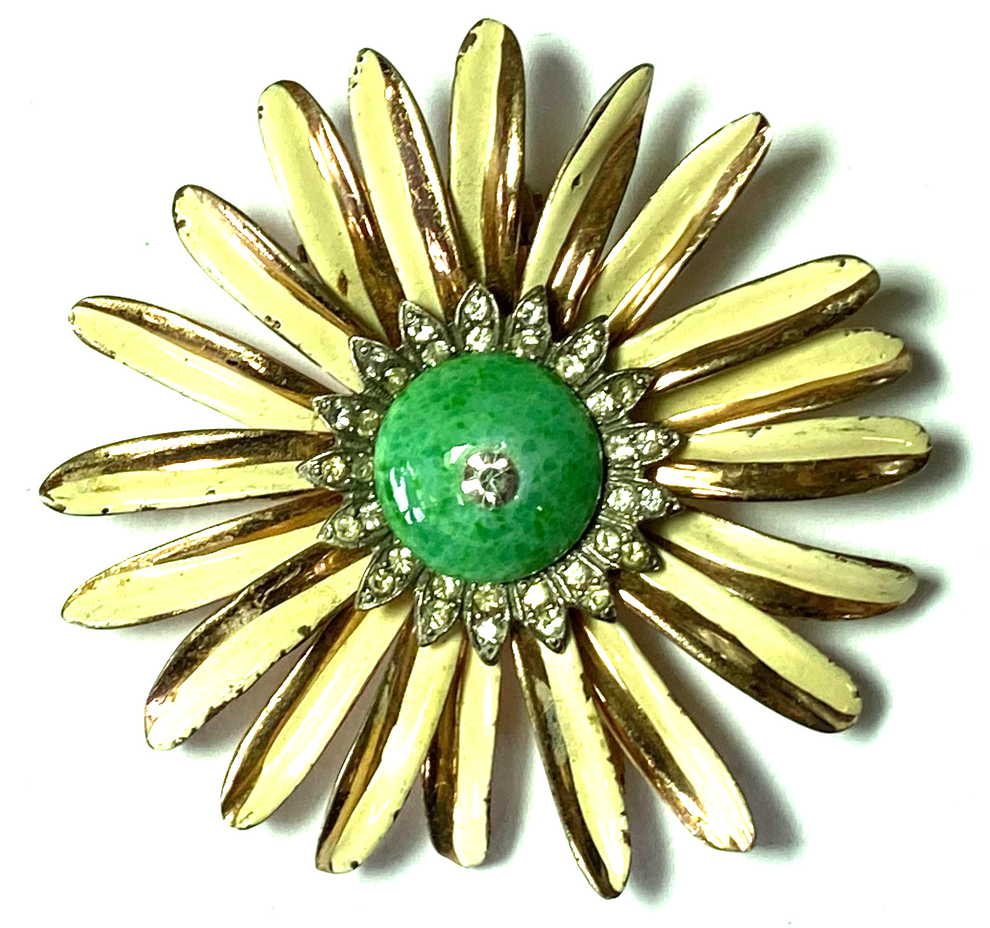 Sterling Rose Tone Nettie Rosenstein Scarf Fur Clip 58mm Rhinestone Fl ...