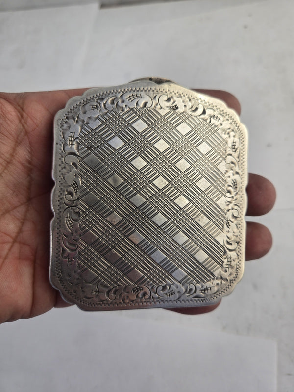 Vintage .900 Fine Silver 3 1/2" x 3" Mirror Compact Czech Republic 3.5 ...
