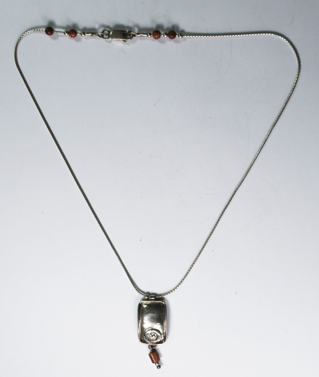 Sterling Silver Silpada Goldstone Bead Spiral Swirl Pendant 16" Neckla ...