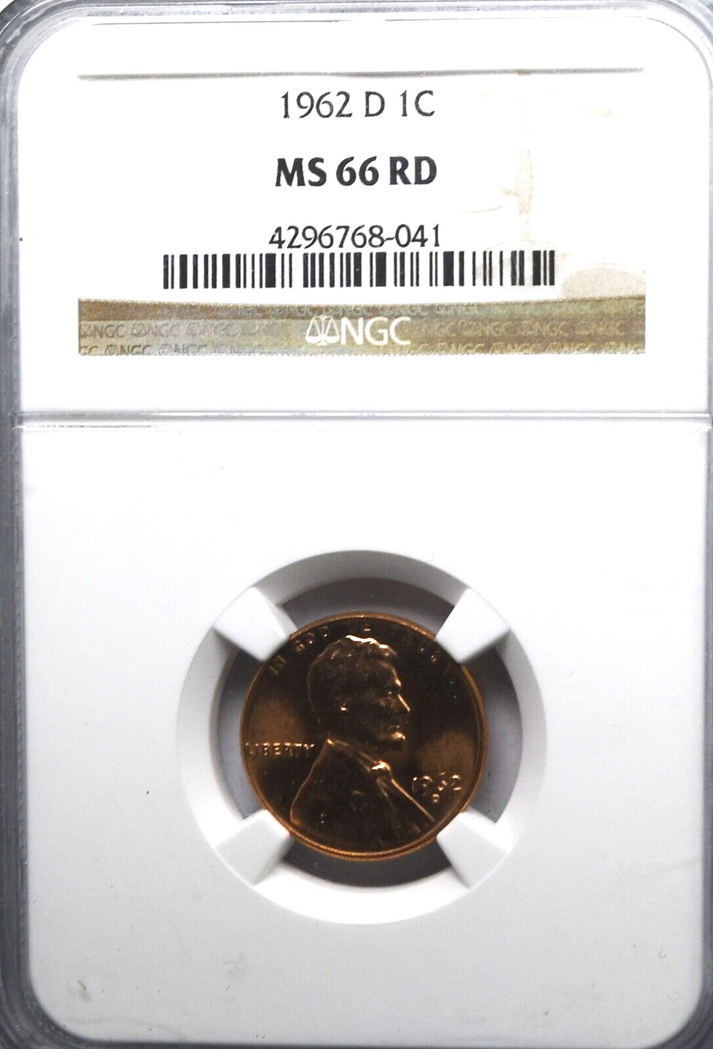 1962 D 1c Lincoln Memorial Penny One Cent NGC MS 66 RD Denver ...