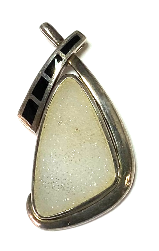 Sterling Silver Whitney Kelly Druzy Quartz Onyx Slide Pendant 47mm x 2 ...