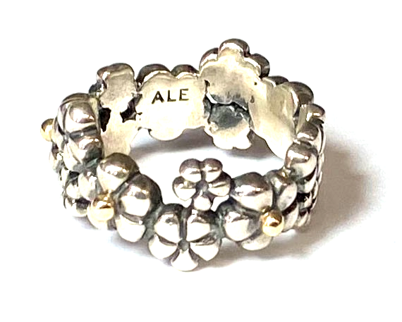 Sterling Pandora 14k Flower Daisy Eternity Band Ring 9mm Size 6 ...