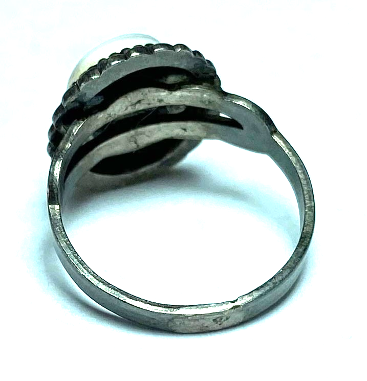 Sterling Silver Antique Pink MOP Oval Ring 15mm Size 4.5 – Precious ...