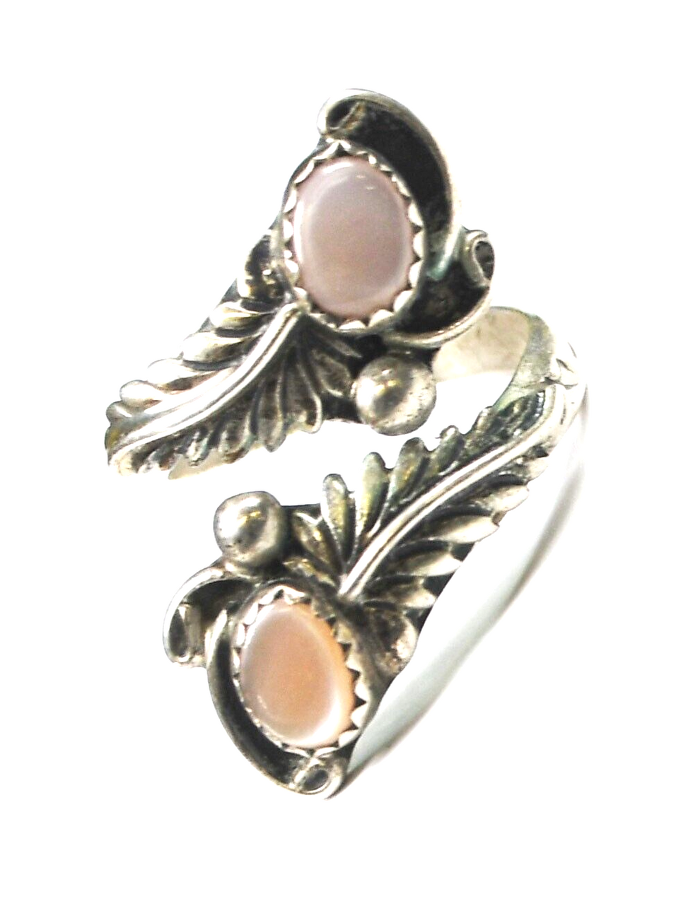 Sterling Silver Richard Begay Pink MOP Bypass Ring 28mm Size 6.5 Adjus ...