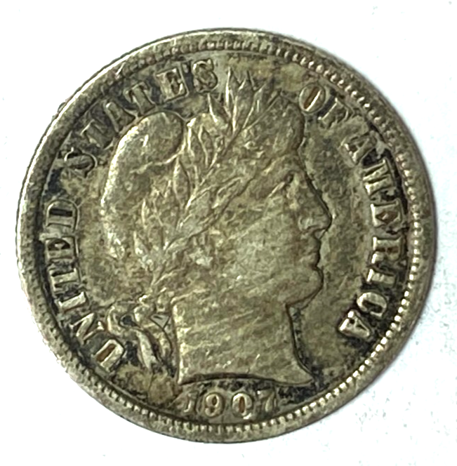 1907 S 10c Barber Silver Ten Cents Dime US San Francisco – Precious ...