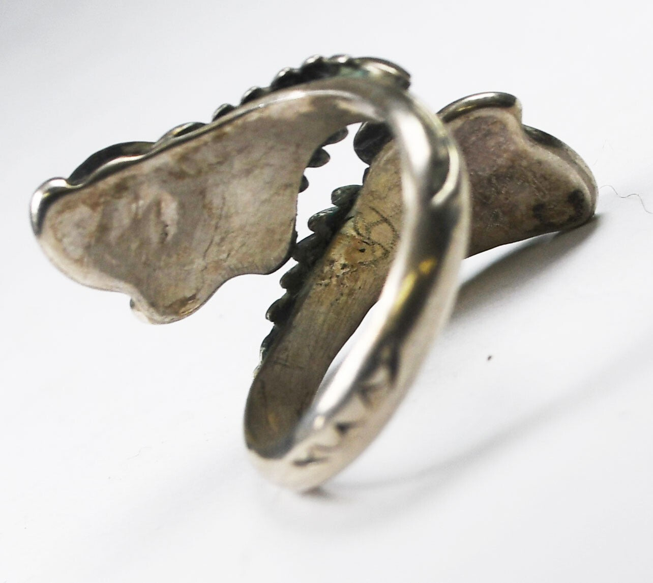 Sterling Silver Richard Begay Pink MOP Bypass Ring 28mm Size 6.5 Adjus ...