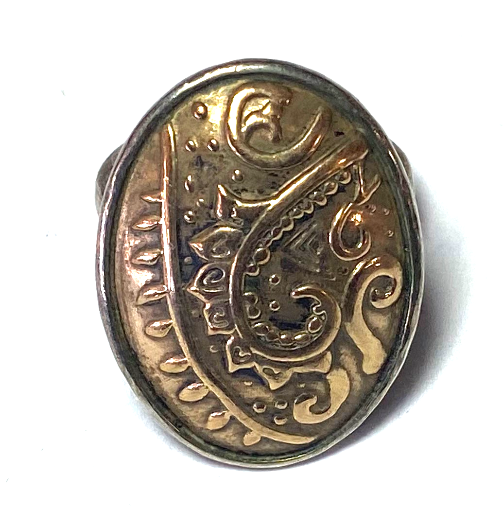 Sterling Silver Silpada Domed Oval Two Tone Scroll Ring 26mm Size 7-1 ...