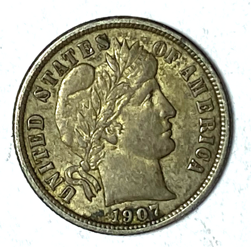 1907 10c Barber Silver Ten Cents Dime US Philadelphia – Precious Metals ...