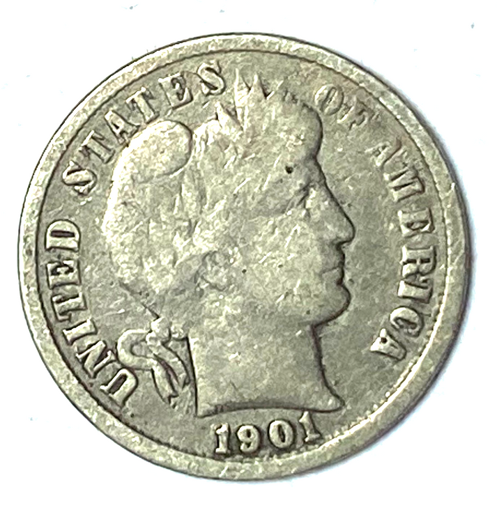 1901 10c Barber Silver Ten Cents Dime US Philadelphia – Precious Metals ...