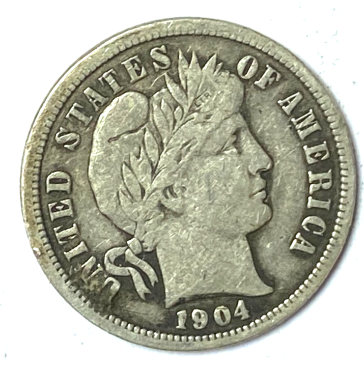 1904 10c Barber Silver Ten Cents Dime US Philadelphia – Precious Metals ...