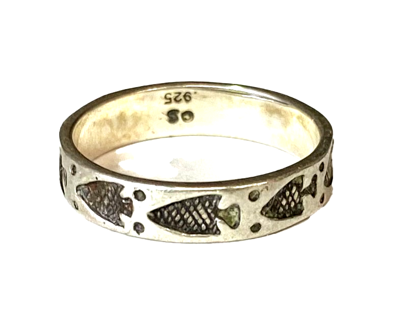 Sterling Silver Shube Arrowhead Eternity Band Double Dot Ring 4mm Size ...