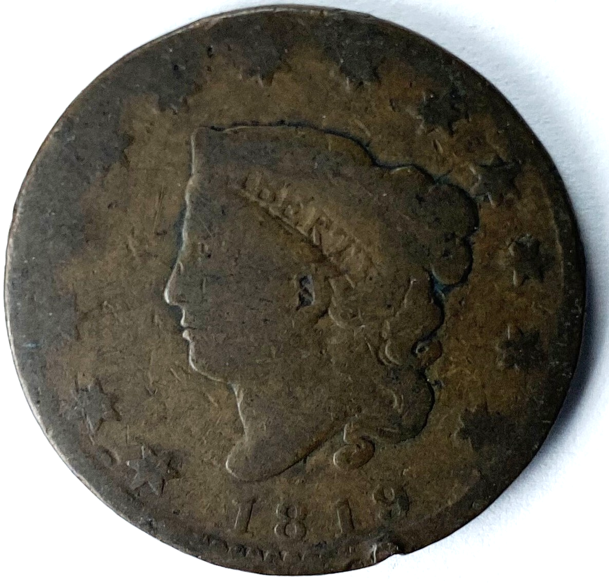 1819 1c Coronet Hair Large Cent One Penny US Coin – Precious Metals & Gems