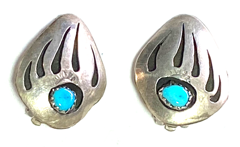 Sterling Silver Signed B Bear Claw Shadow Box Clip On Round Earrings 2 ...