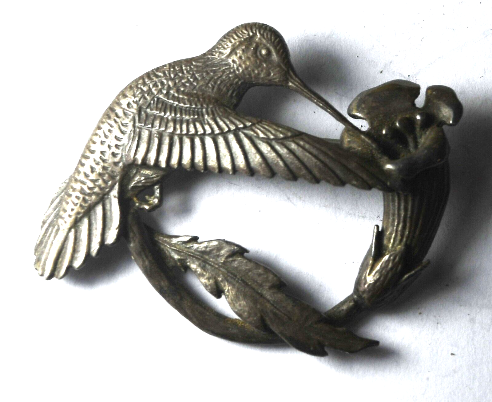 Sid Bell Tully NY Hummingbird Nectar Flower Pewter 1970 Brooch Pin 51x ...