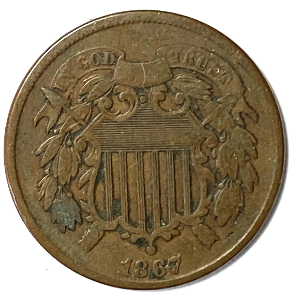 1867 2c Shield Two Cent Piece US Coin – Precious Metals & Gems