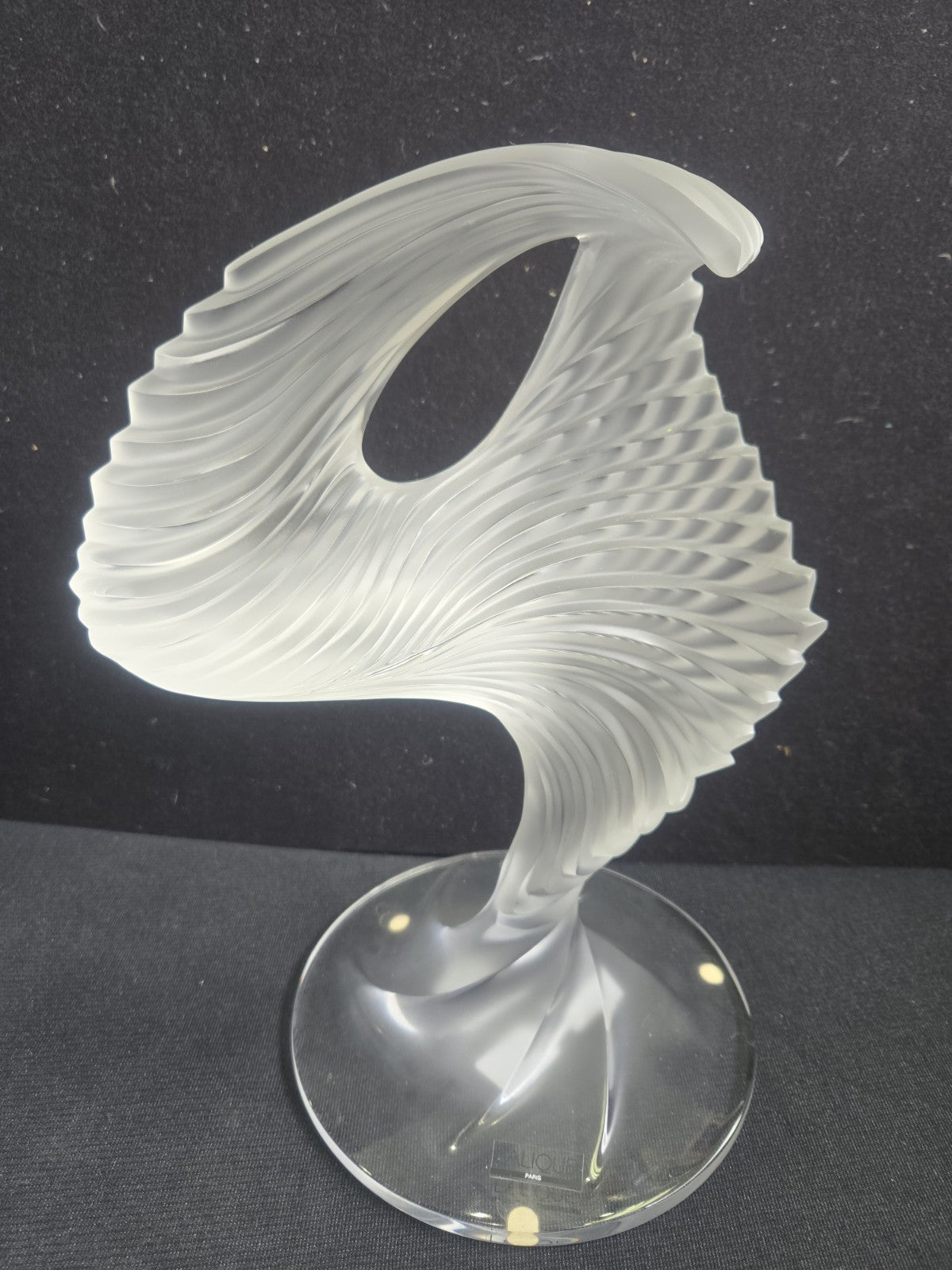 Lalique France Trofee Ice Skating HEAVY Crystal Sculpture Paris 13"x 1 ...