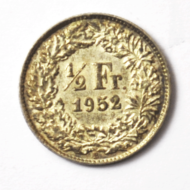 1952 B Switzerland 1/2 Half Franc Silver Coin KM# 23 – Precious Metals ...