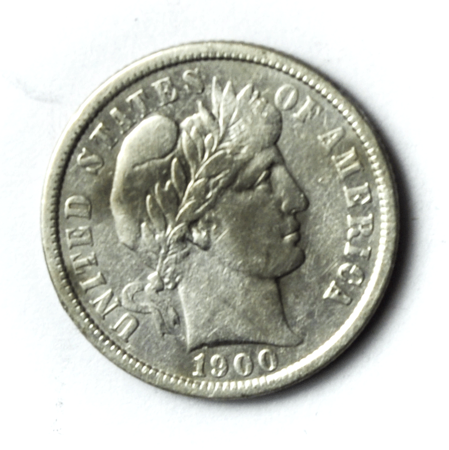 1900 10c Barber Silver Ten Cents Dime US Philadelphia – Precious Metals ...