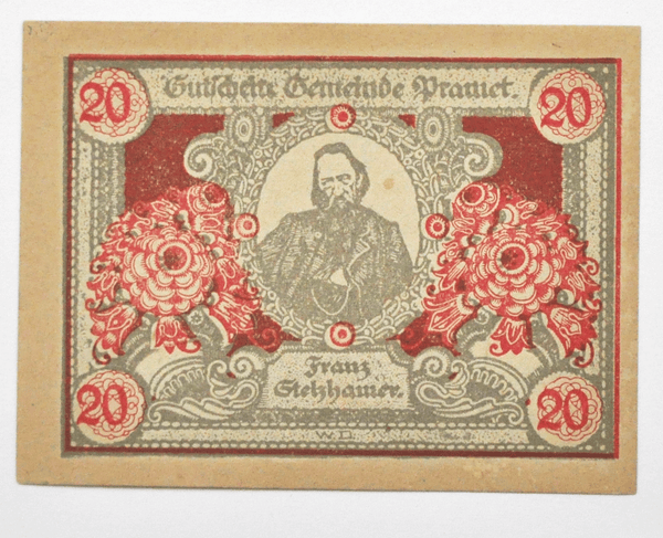 1920 20 Twenty Heller Austria Notgeld Banknote Pramet Uncirculated ...